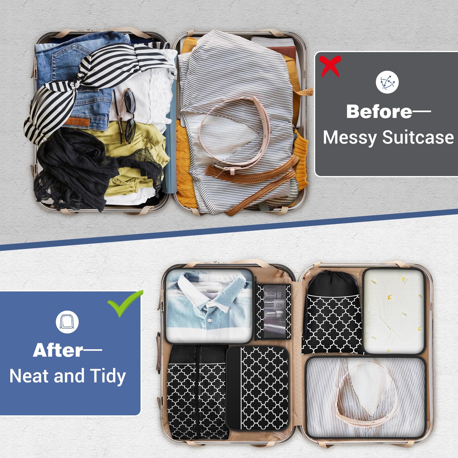 8-Piece Suitcase Organizer Set by StorageRight Streamlined Luggage ...