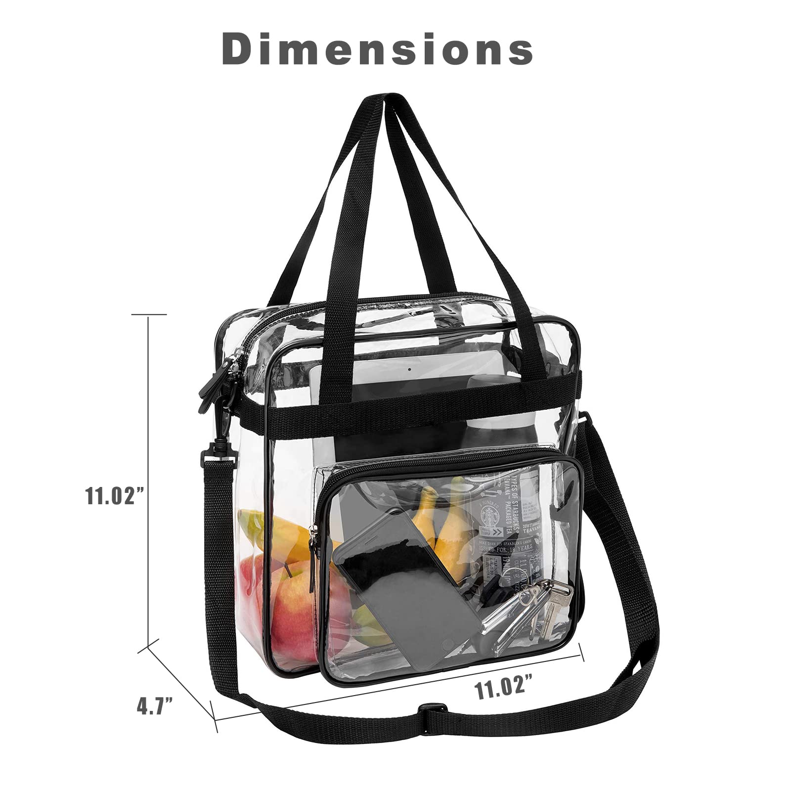 Clear Stadium Approved Clear Tote Bag with Zipper Closure